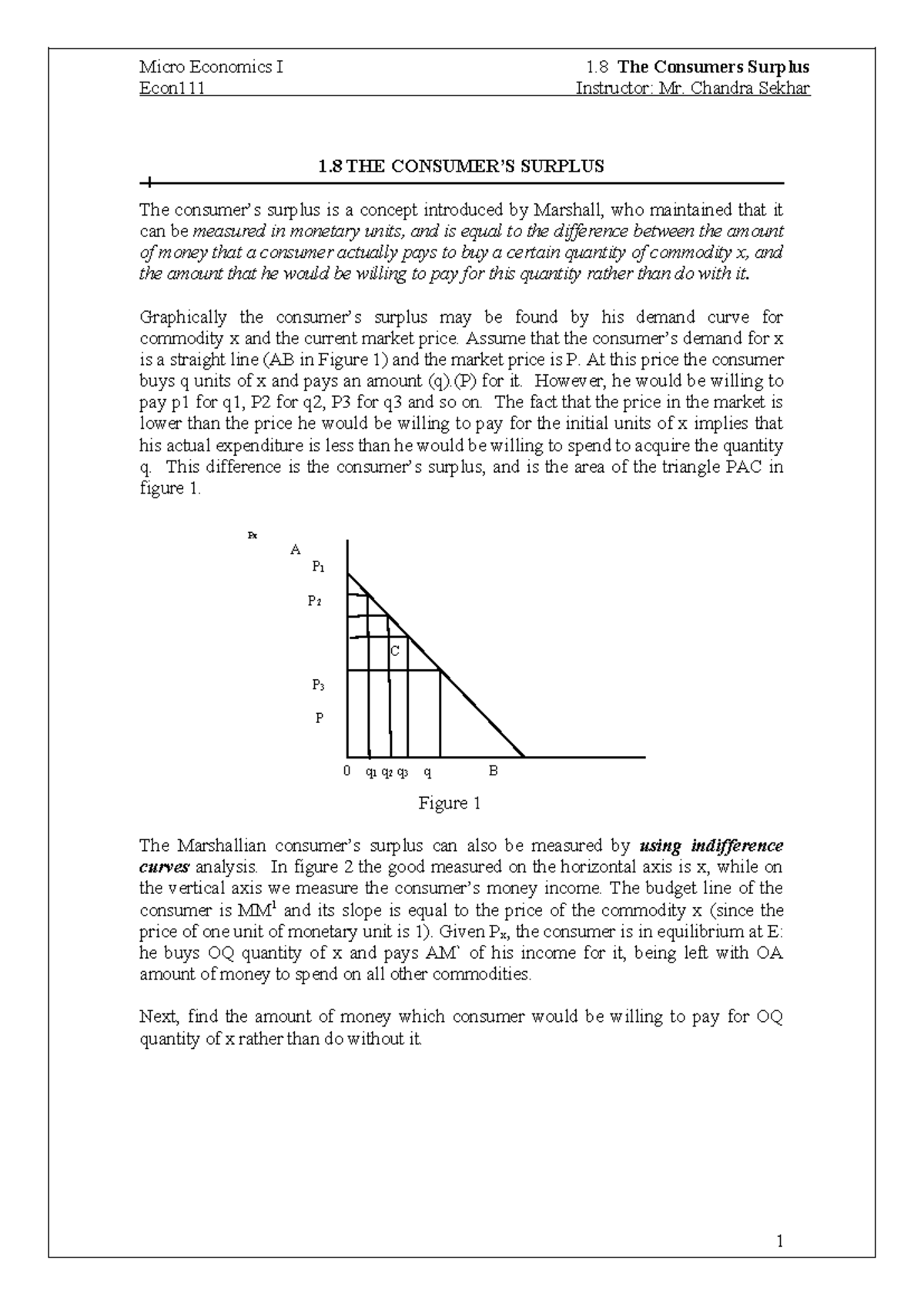 Micro Economics I: Understanding Consumer Surplus (1.8) - Studocu