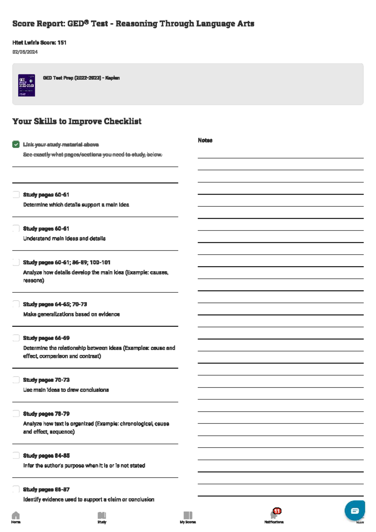 GED Test Prep: RLA Checklist Lecture Notes - Studocu