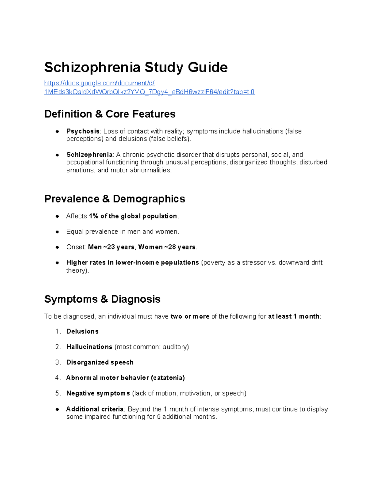 Schizophrenia Study Guide: Symptoms, Diagnosis & Treatment Insights ...