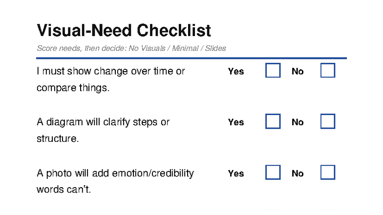 Week 10 Visuals & Props Checklist for Presentations - Studocu