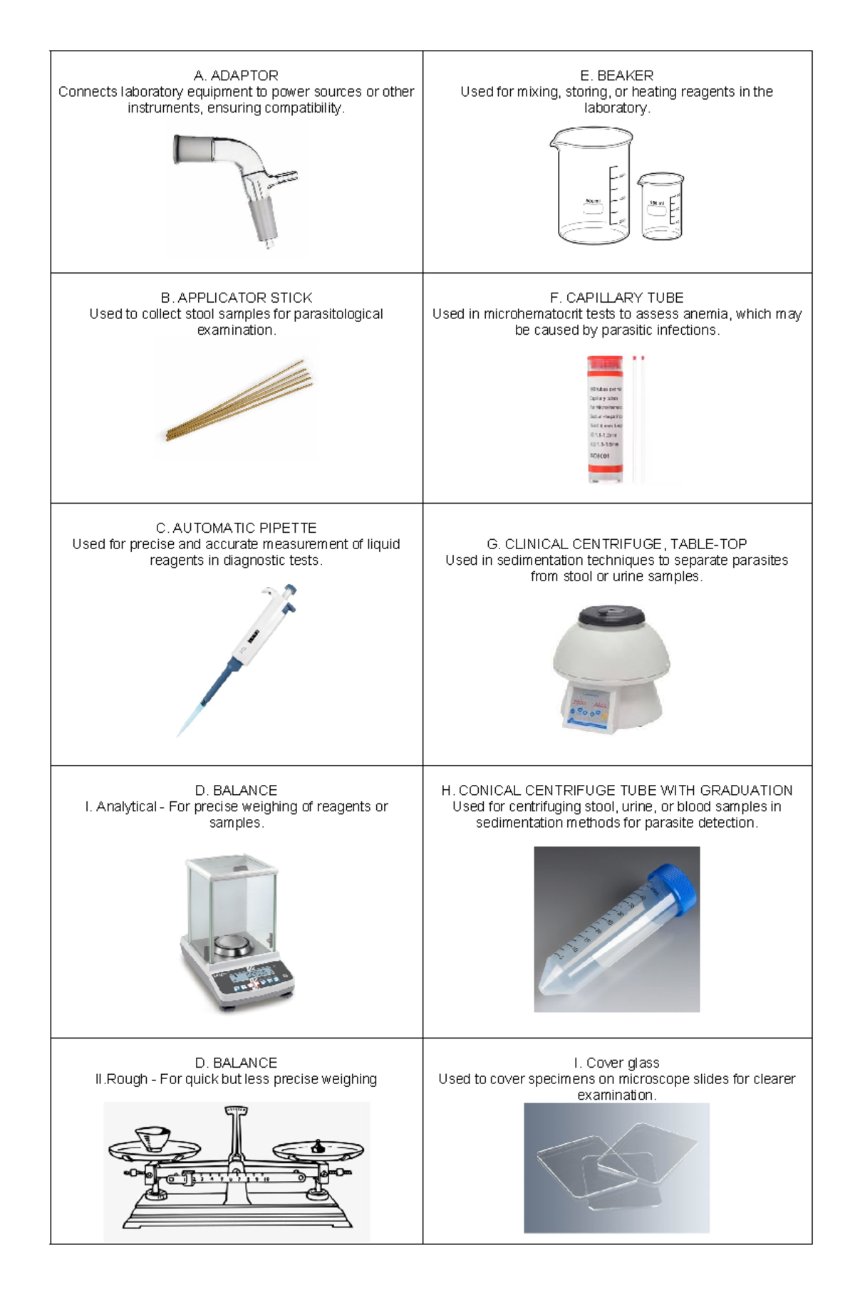 Laboratory Apparatuses - A. ADAPTOR Connects laboratory equipment to ...