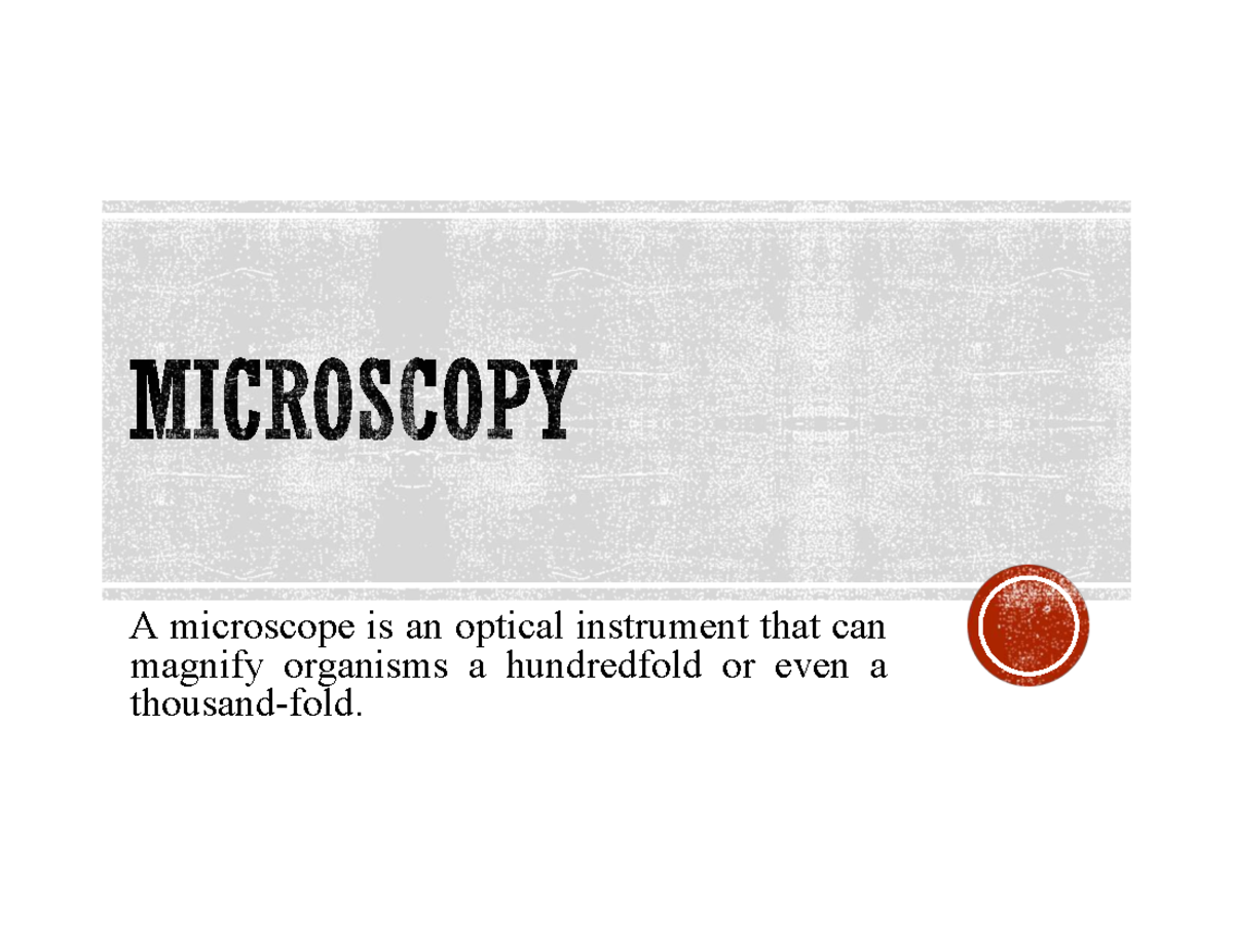 Chapter 1: Microscopy Techniques in Microbiology (Micropara) - Studocu