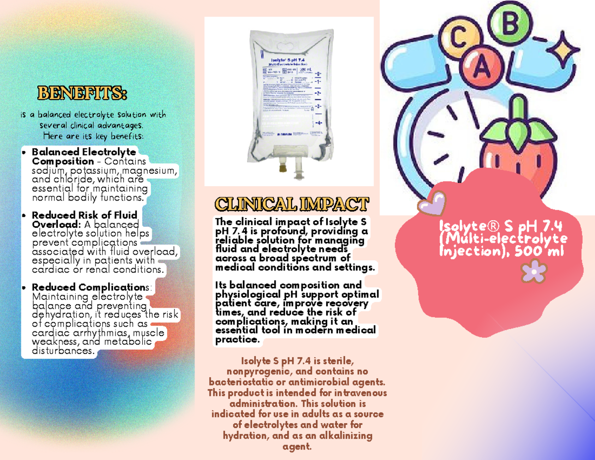 Pharma LAB: Clinical Overview and Benefits of Isolyte® S pH 7.4 - Studocu