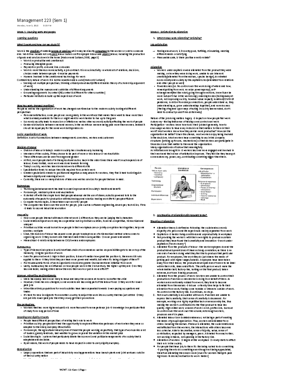 MGMT 223 (Sem 1) - Comprehensive Weekly Notes from Online Modules - Studocu