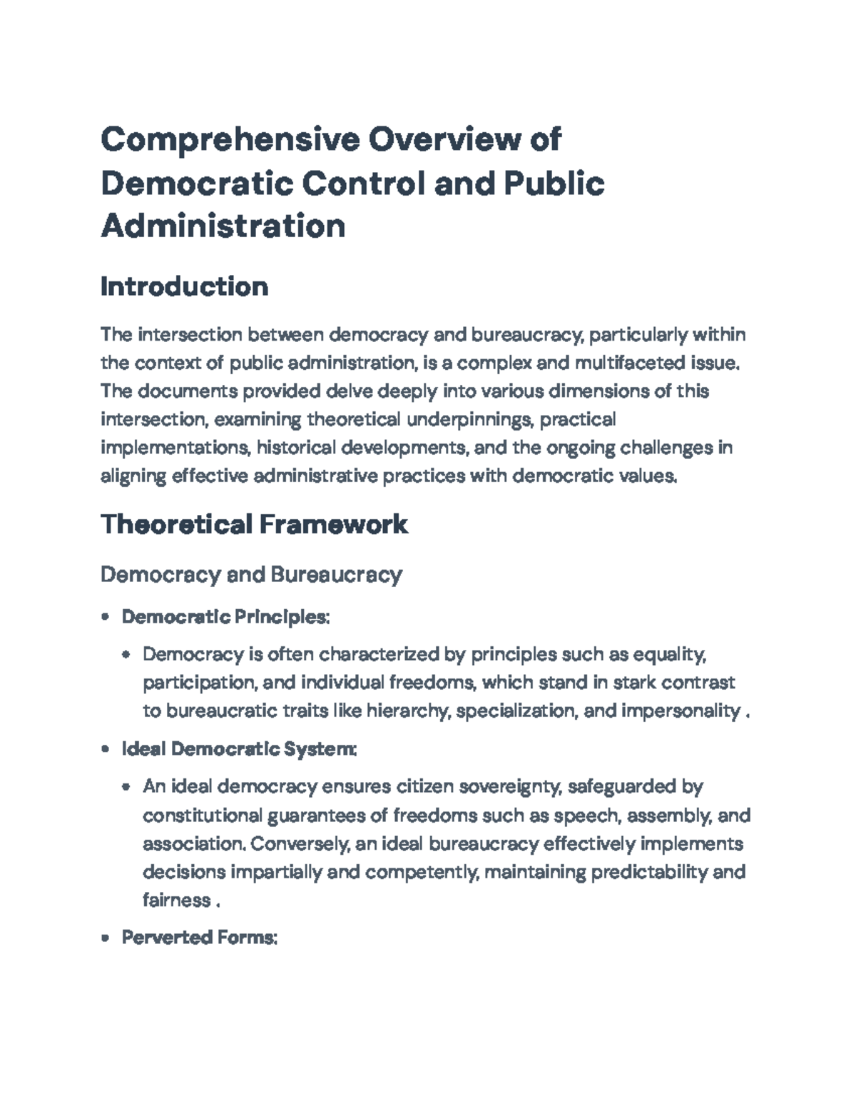 Democratic Control and Public Administration: A Comprehensive Overview ...