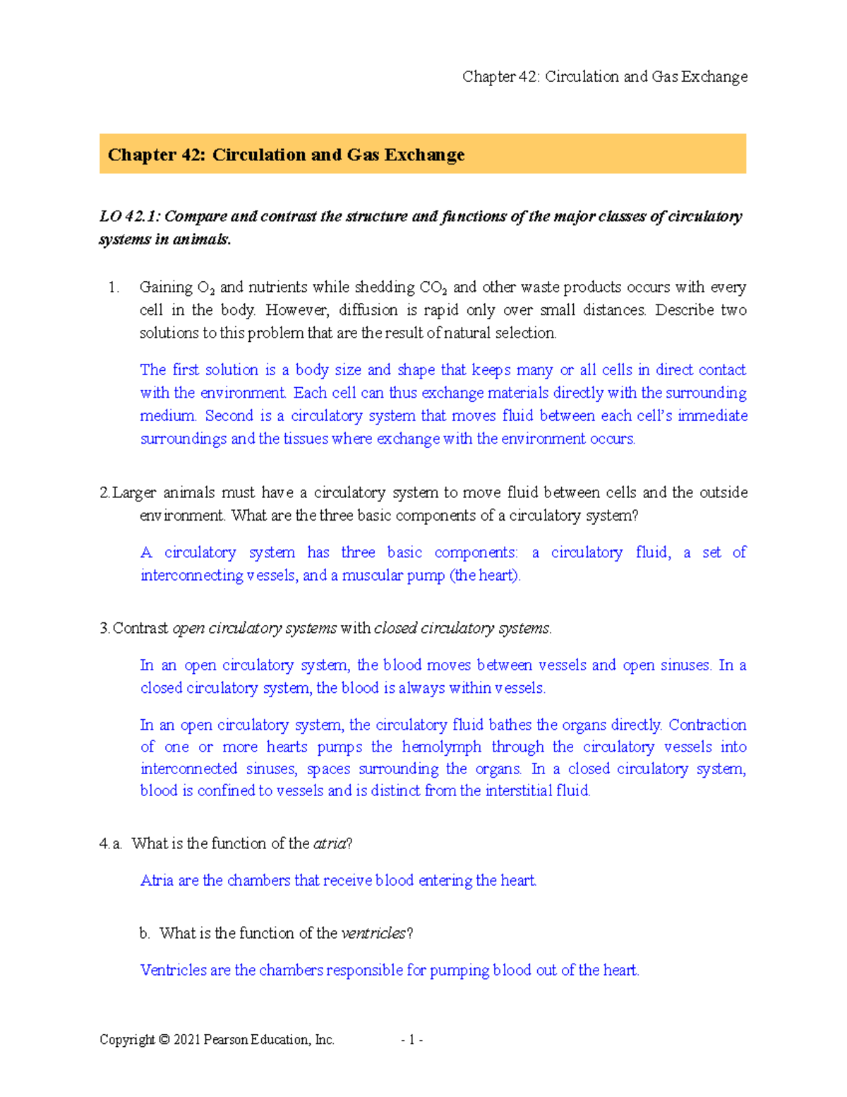 CH 42 Study Guide: Circulation & Gas Exchange Concepts Explained - Studocu