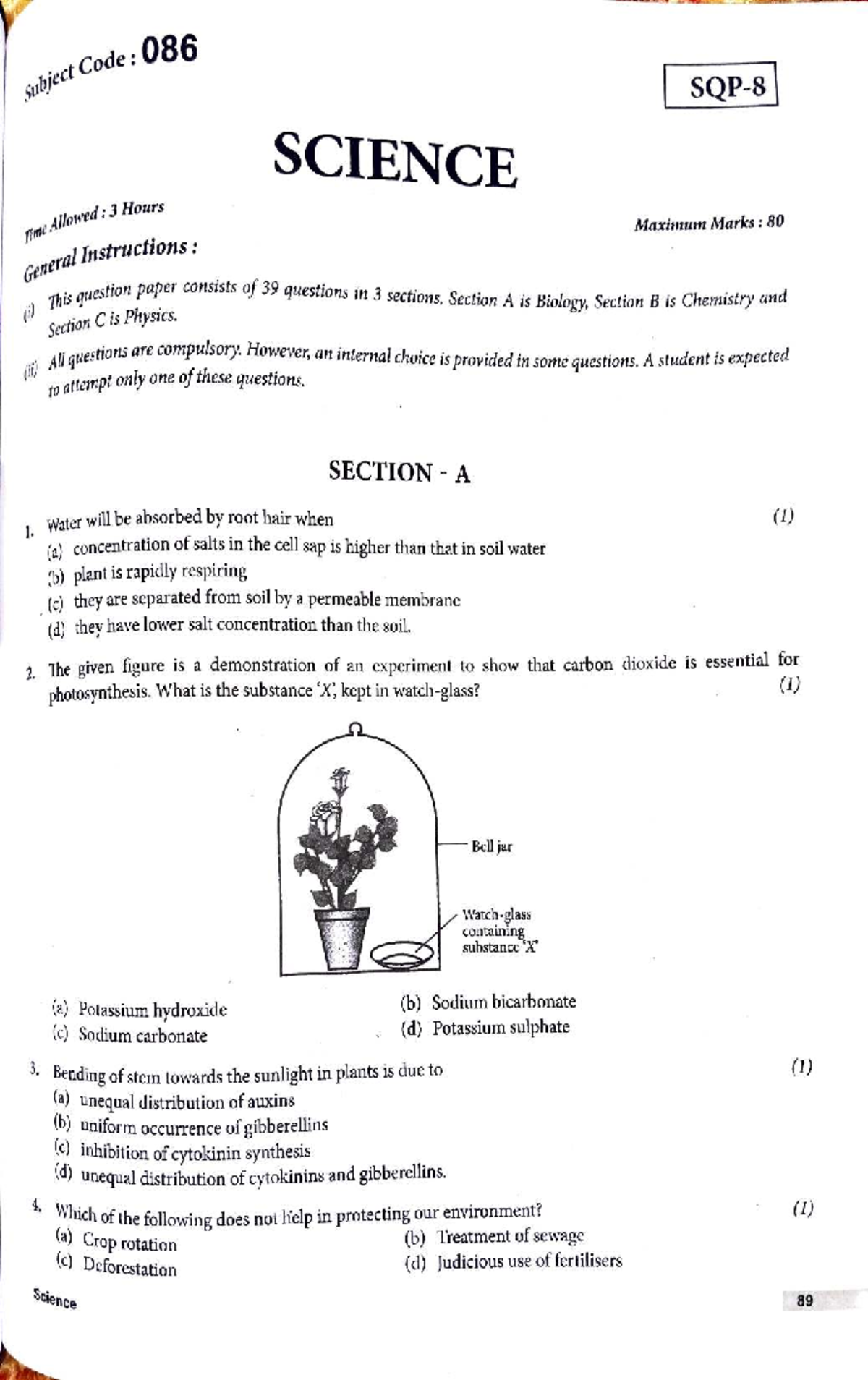 Science Set 8 - Comprehensive Question Paper (086) - Studocu
