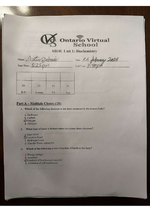 Biology - Grade: 12 - High School - Canada - Studocu