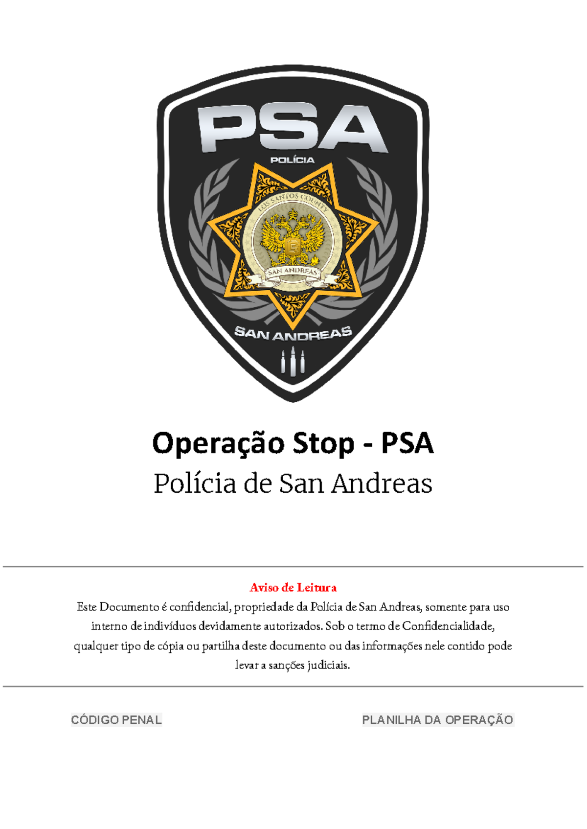 Operação Stop - PSA: Aviso de Leitura e Contexto Importante - Studocu