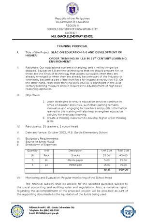 Project Proposal Basic Life Support - Republic of the Philippines ...