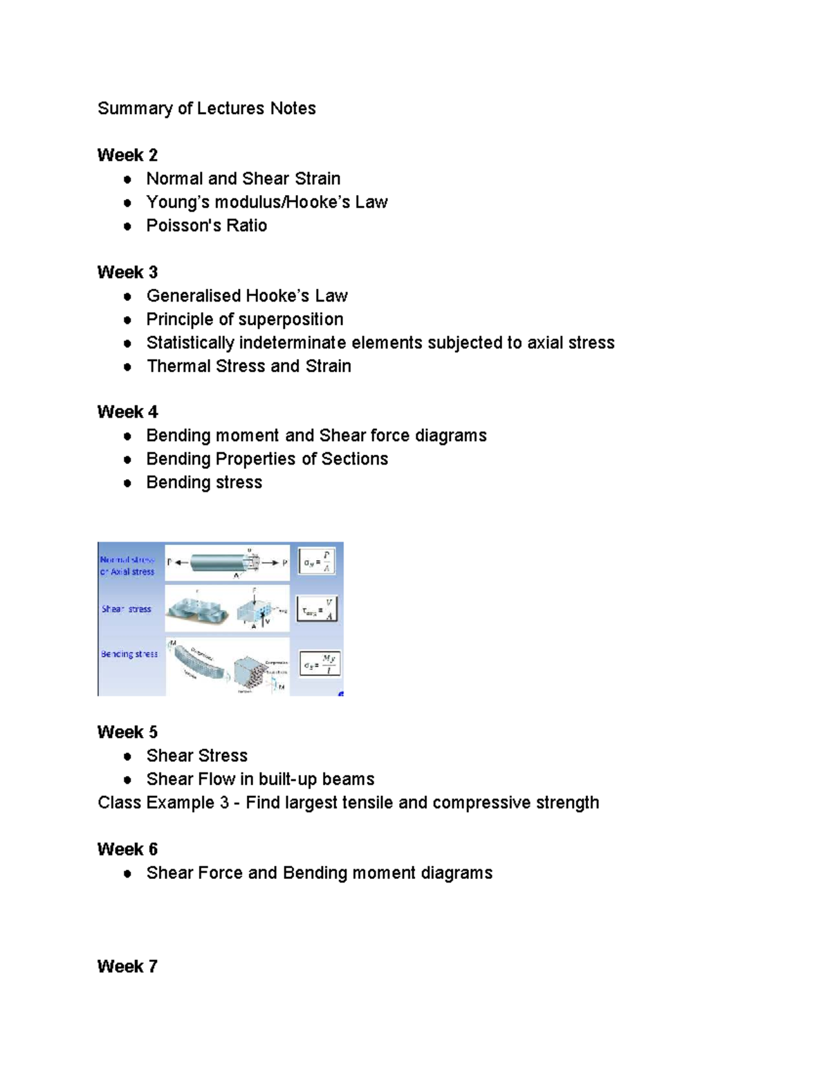 Summary of Lecture Notes: Weeks 2-7 on Strain & Stress Laws - Studocu