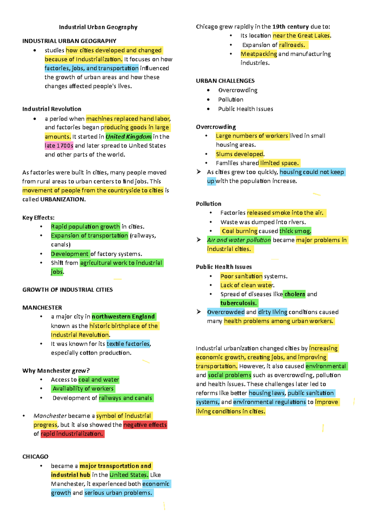 Lesson 5: Industrial Urban Geography and Its Impact on Cities - Studocu