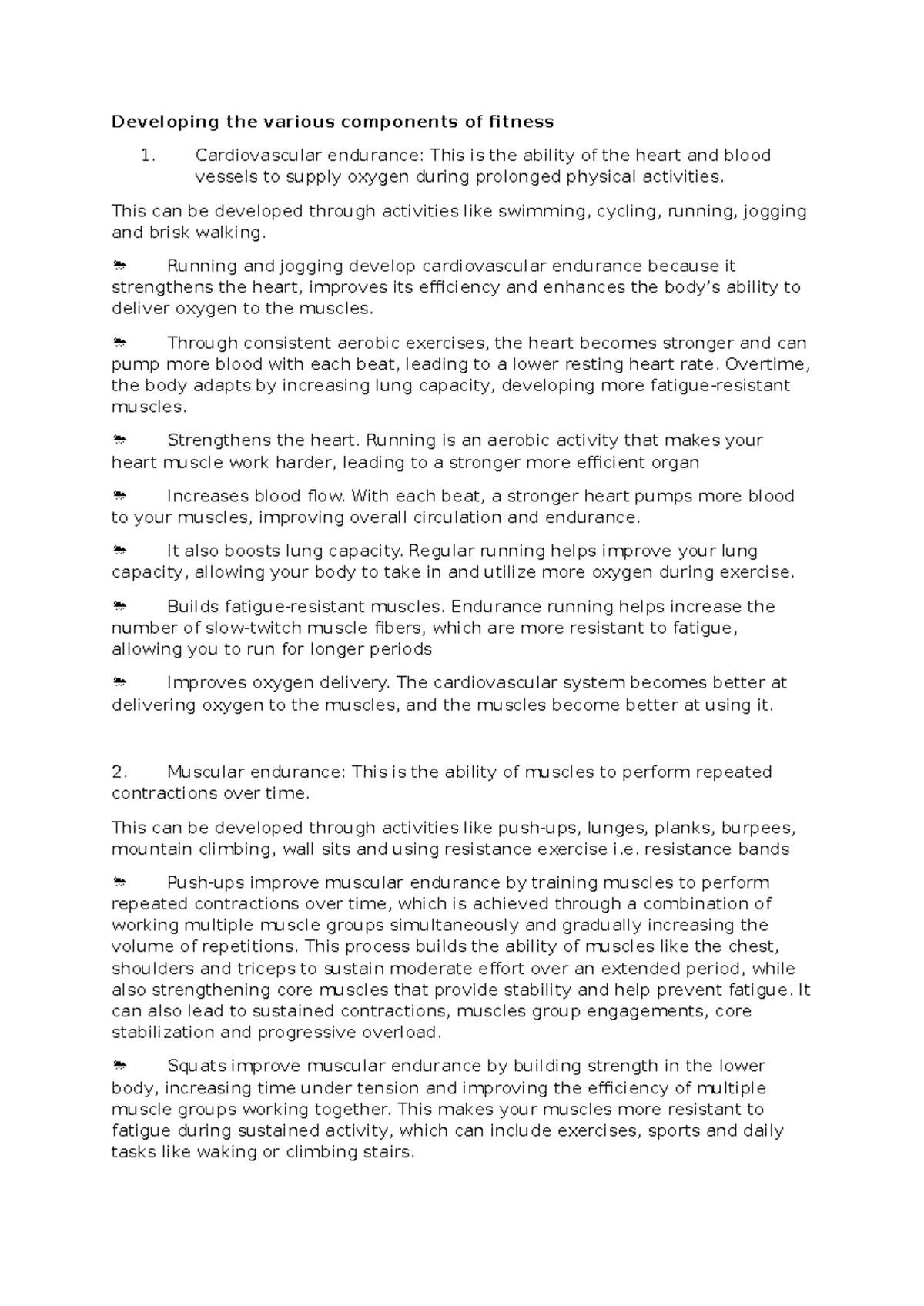 PE DEPT - Components of Fitness and Safety Guidelines - Studocu