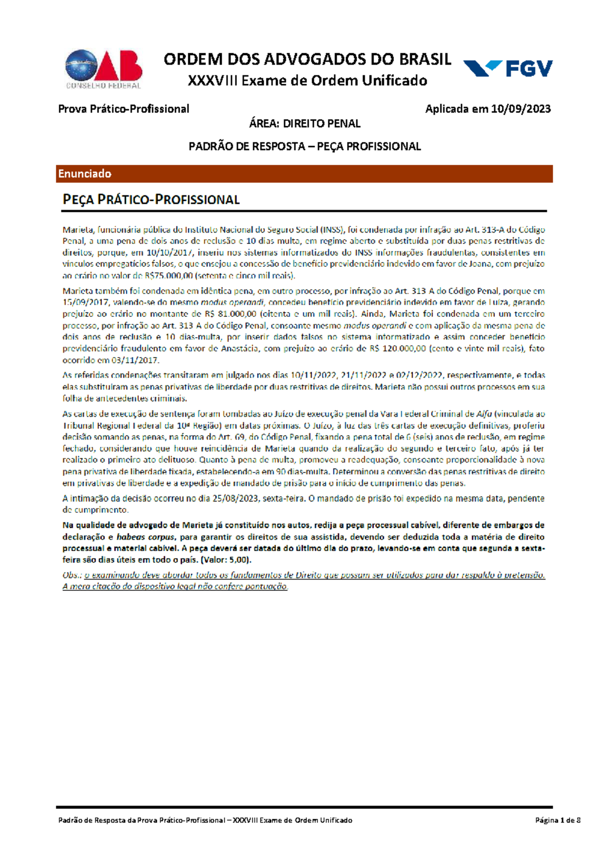 OAB XXXVIII - CNS25 - Gabarito Justificado da Prova de Direito Penal ...
