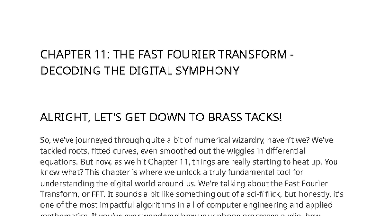 Numerical Methods CH11: Fast Fourier Transform Explained - Studocu