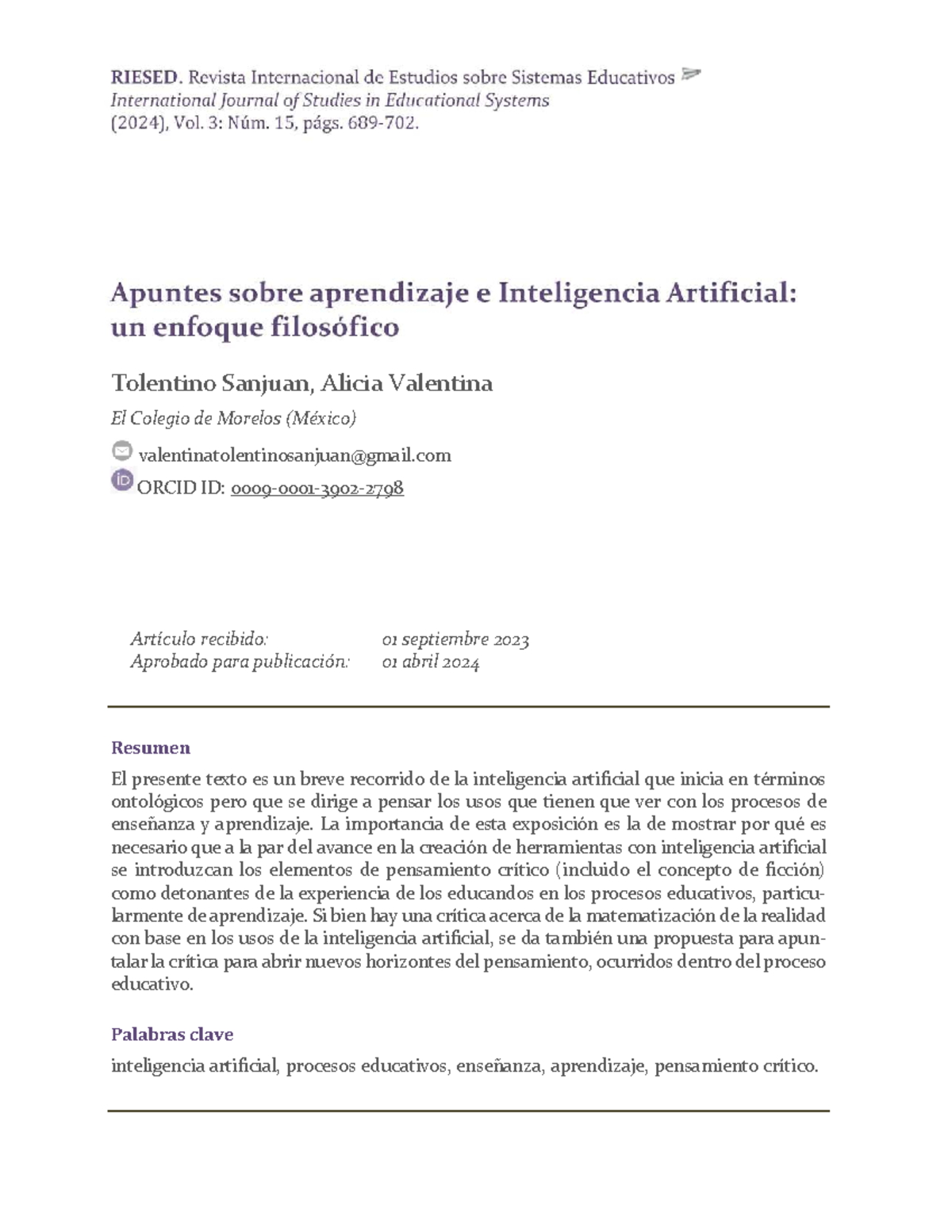 Apuntes sobre Aprendizaje e IA: Enfoque Filosófico (RIESED 2024) - Studocu