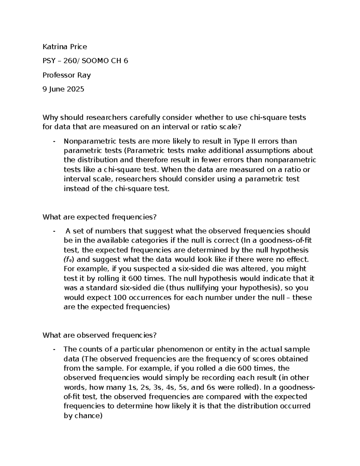 260 - Soomo PSY CH 6: Understanding Parametric vs Nonparametric Tests ...