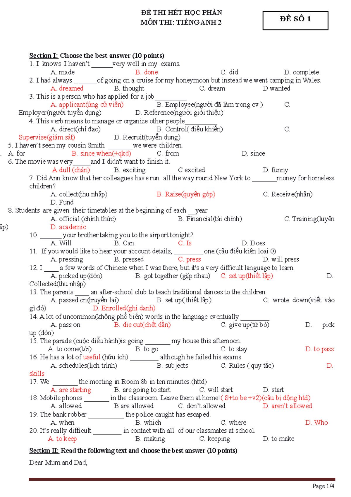 Sample test Anh 2 - free - ĐỀ THI HẾT HỌC PHẦN MÔN THI: TIẾNG ANH 2 ...