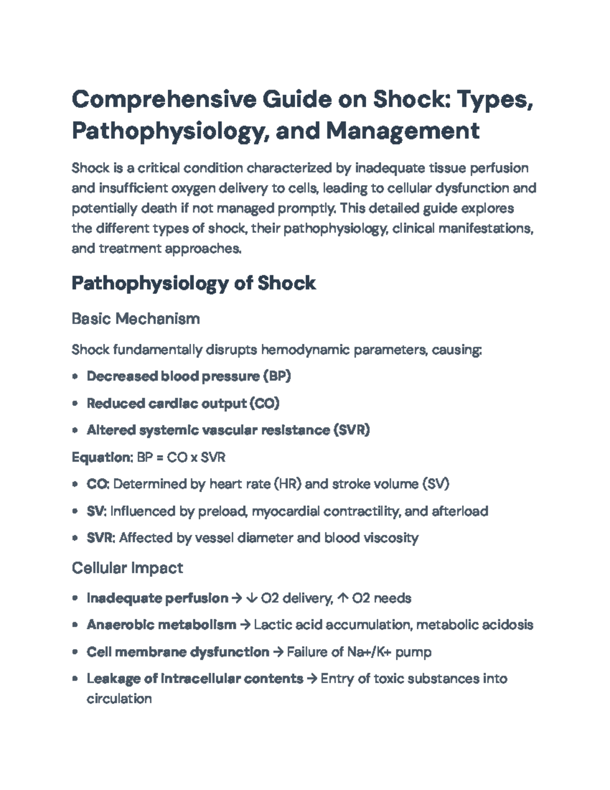 Comprehensive Guide on Shock: Types, Pathophysiology & Management ...
