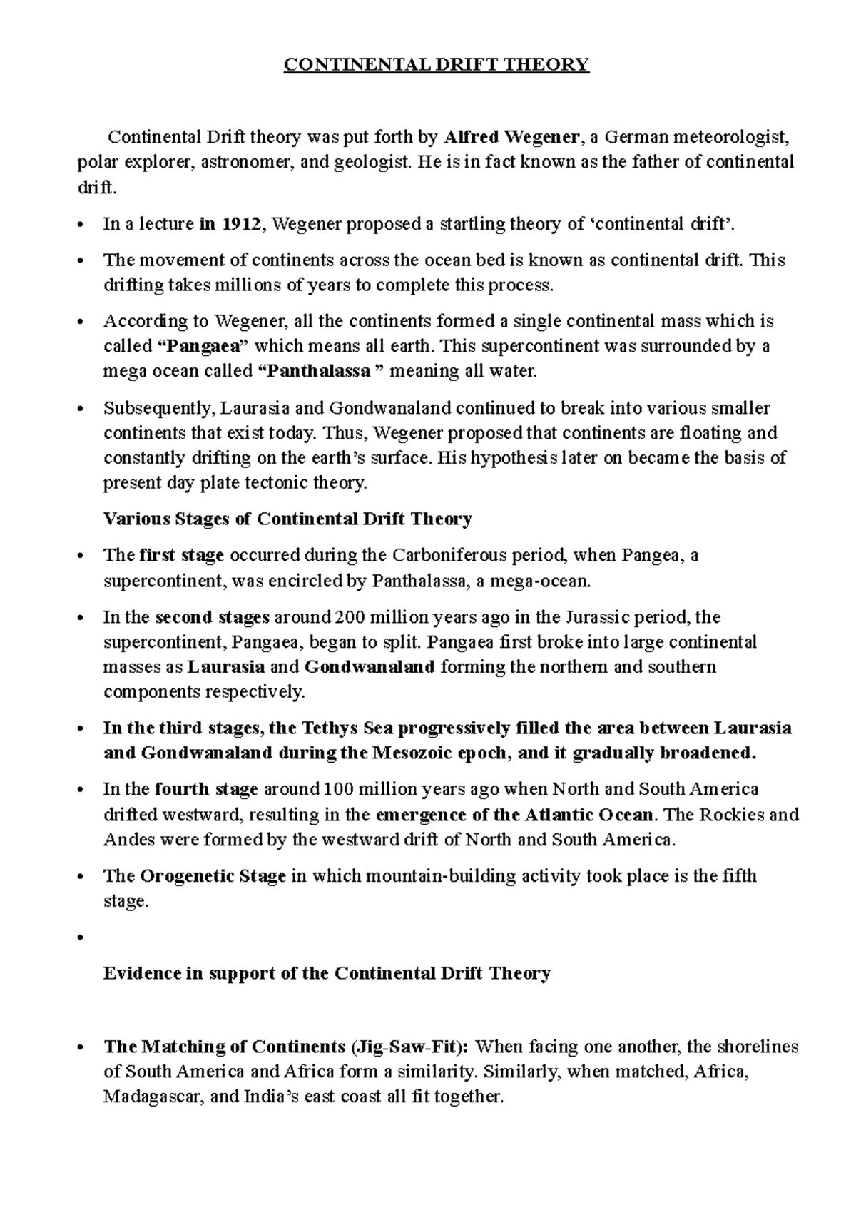 Continental Drift Theory: Insights and Evidence of Wegener's Hypothesis ...