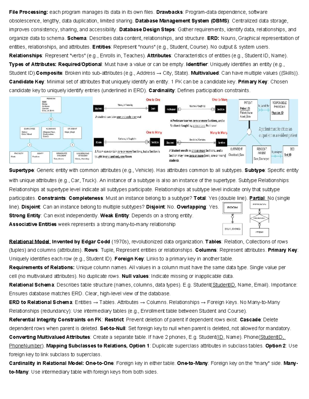 IS465 Midterm Cheatsheet: Database Management Concepts and ERD - Studocu