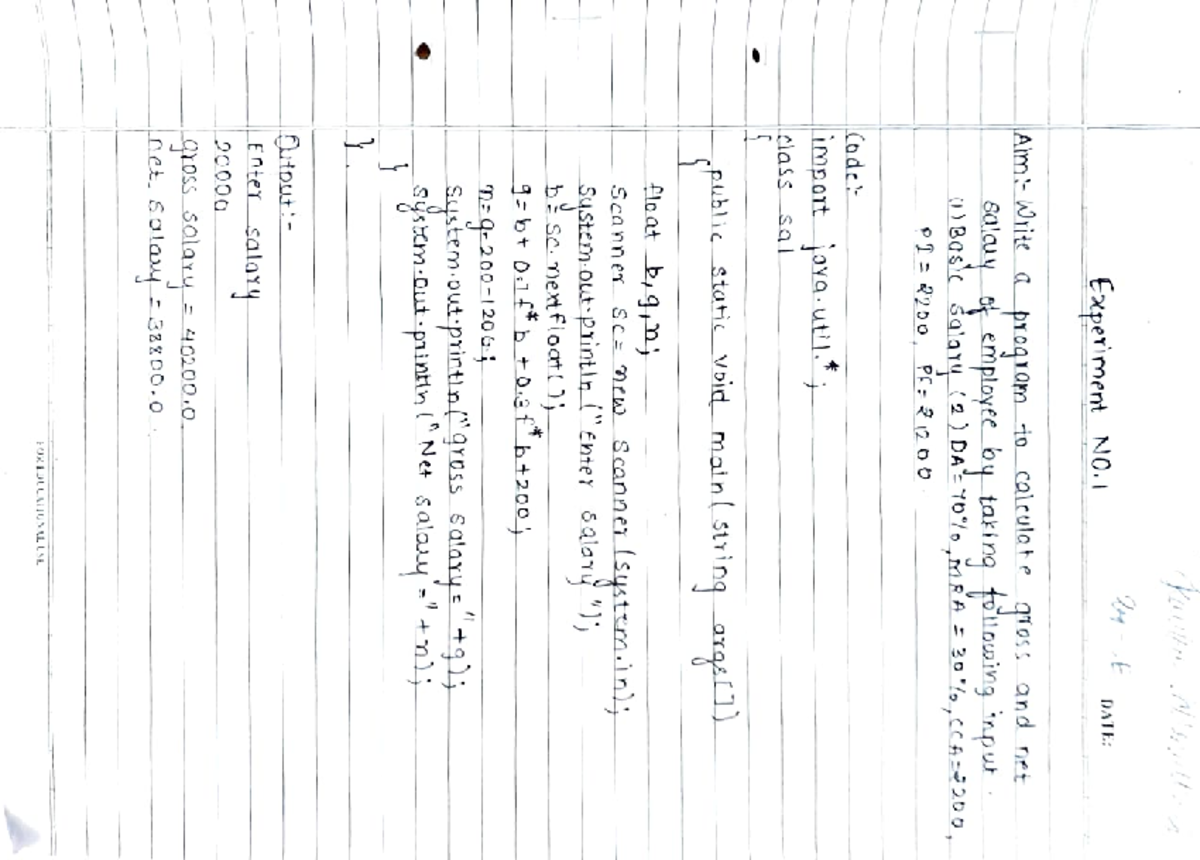 Java Experiments - Program to Calculate Salary and More - Studocu