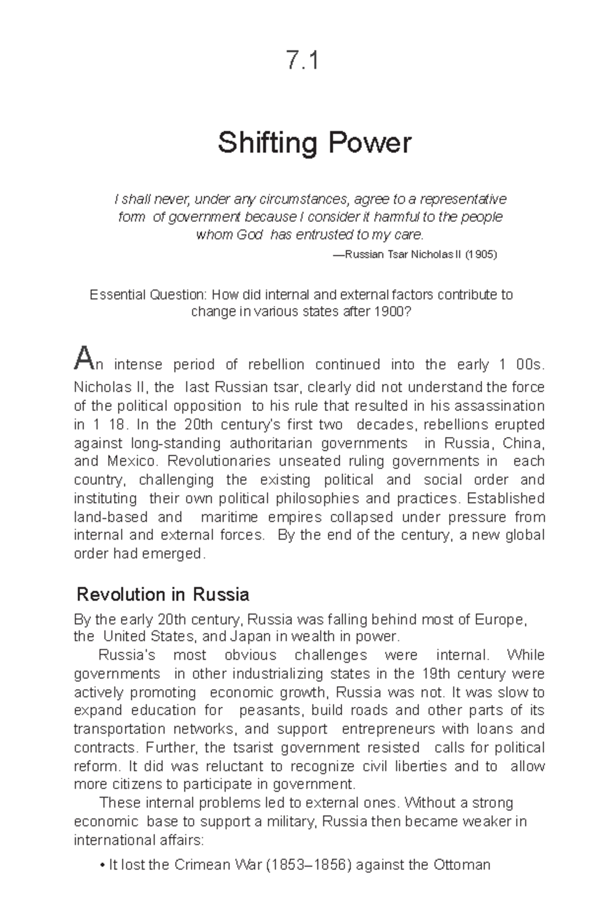 Unit 7: Shifting Power - Study Guide on Political Changes Post-1900 ...