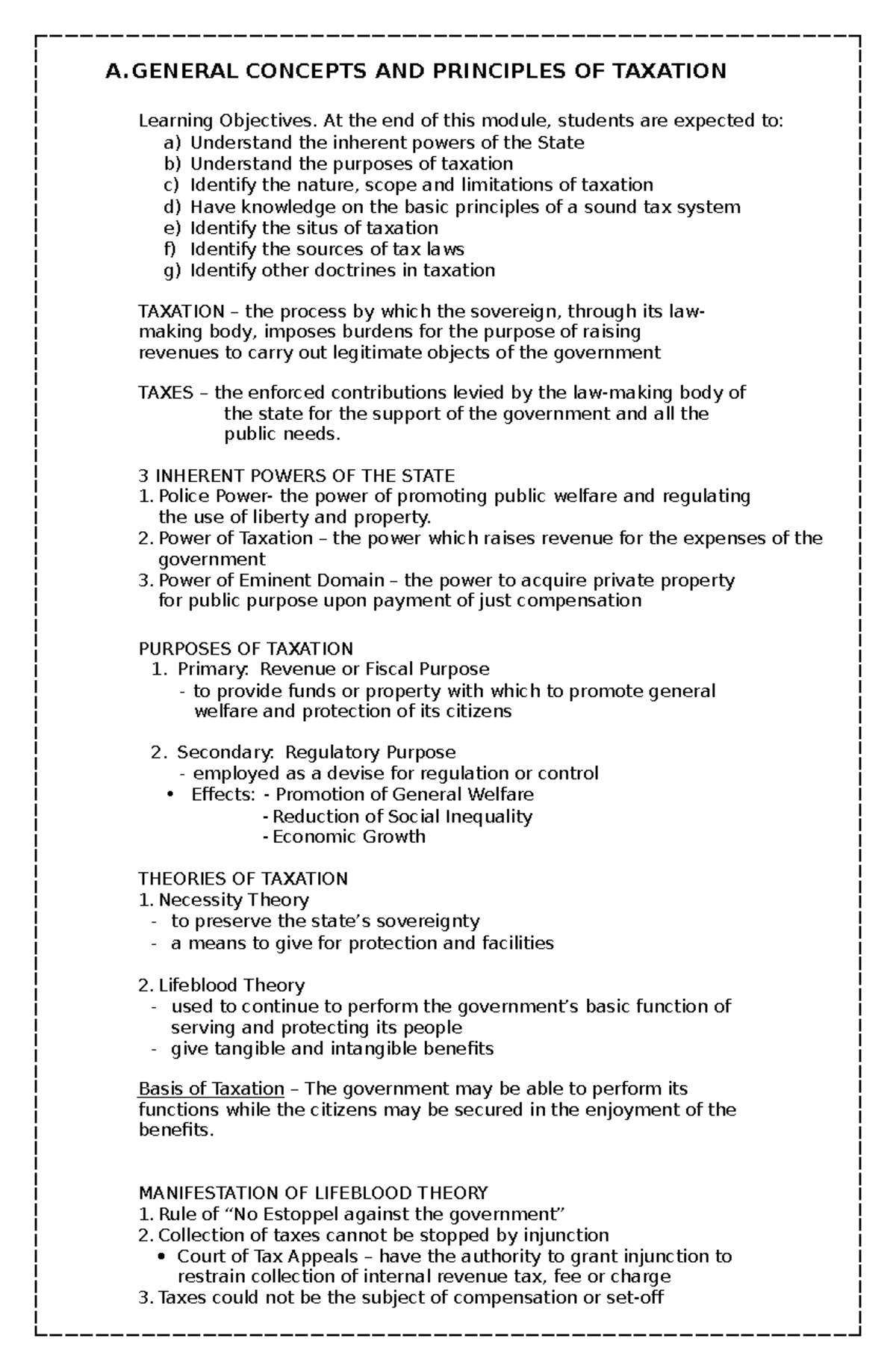Module 1 General Concepts AND Principles OF Taxation - Bachelor of ...