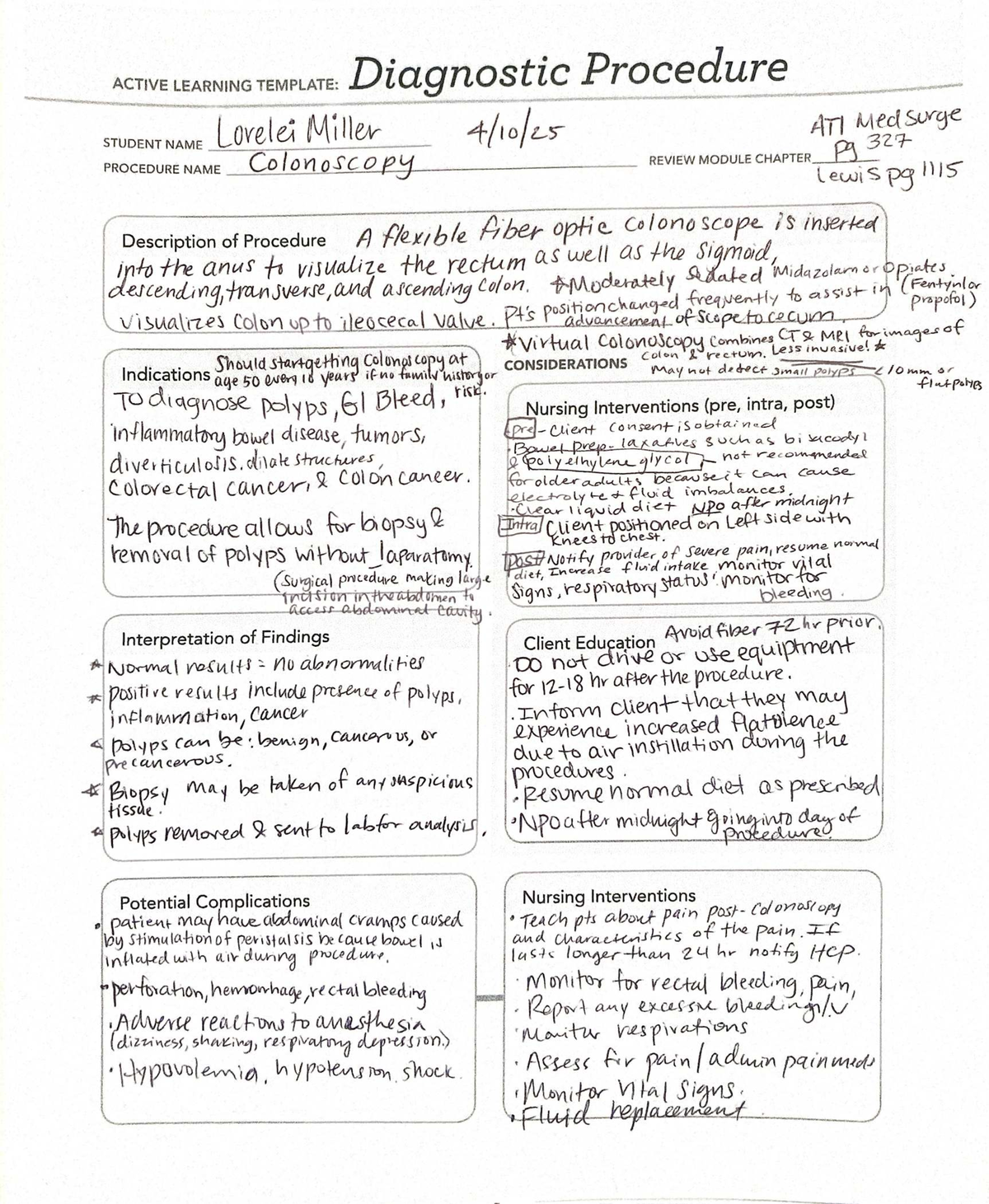 Diagnostic Procedure Colonoscopy - ACTIVE LEARNING TEMPLATE: Diagnostic ...