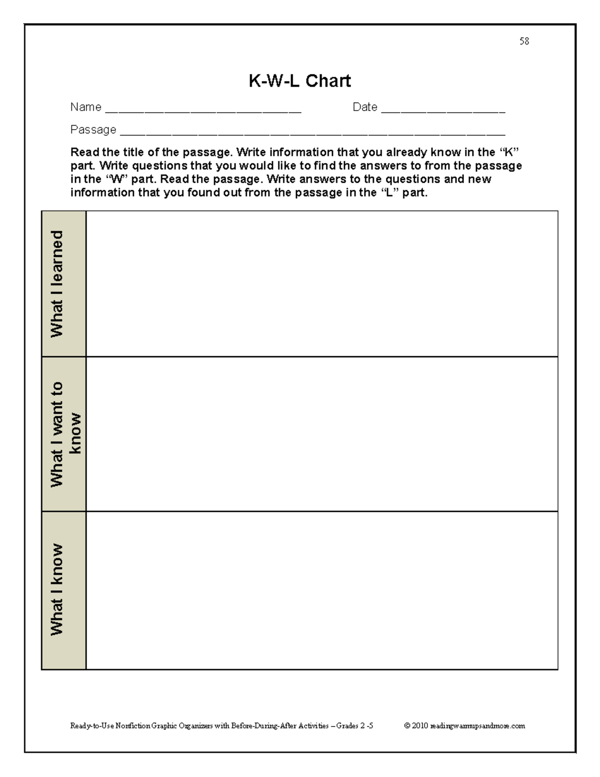 1KWL - KWL - Ready-to-Use Nonfiction Graphic Organizers with Before ...