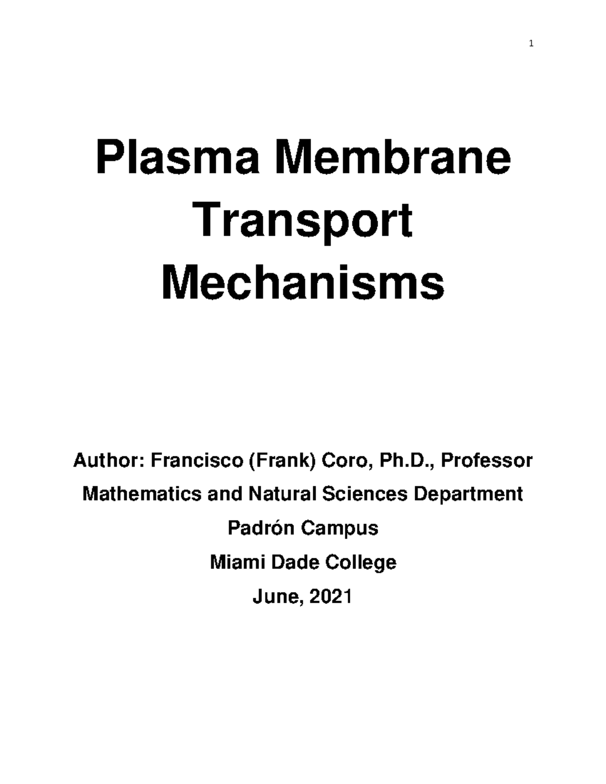 Plasma Membrane Transport Mechanisms: Passive & Active Processes - Studocu