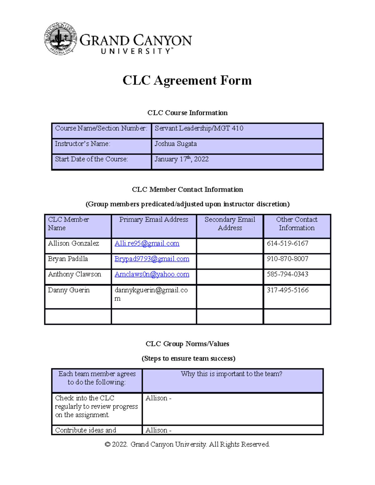 MGT-410-RS-CLC Agreement - CLC Agreement Form CLC Course Information ...