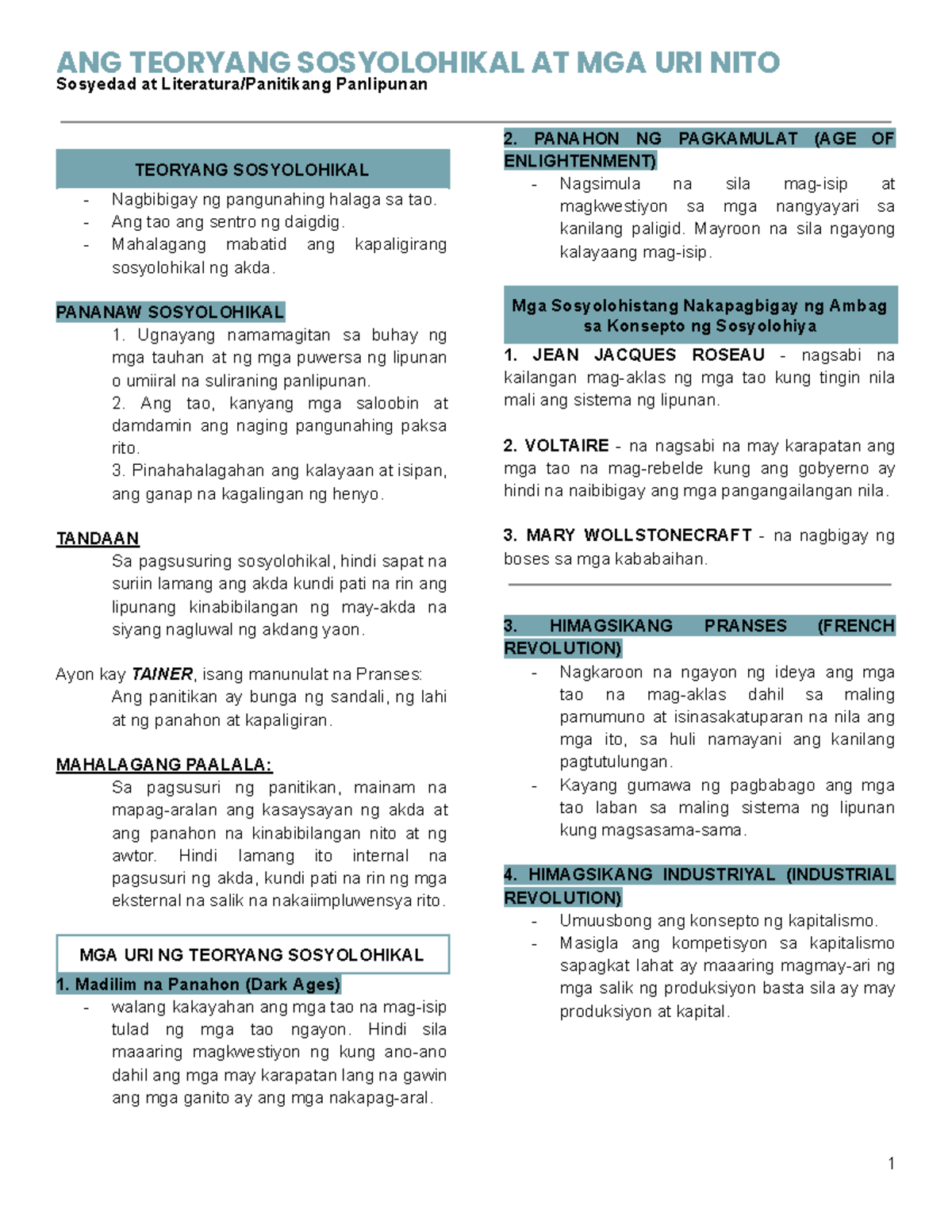 Teoryang Sosyolohikal: Pagsusuri at Mga Uri Nito (Sosyedad at ...