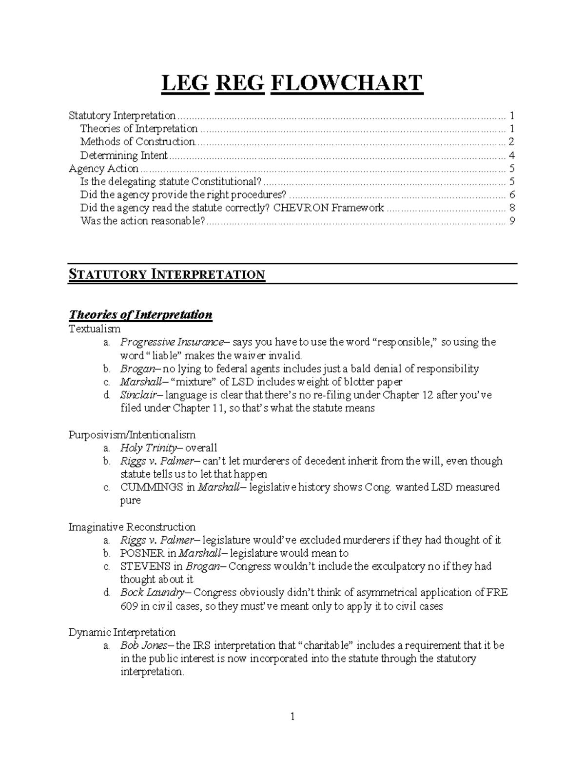 Legislation and Regulation (LEG 201) Flowchart and Outline Notes - Studocu