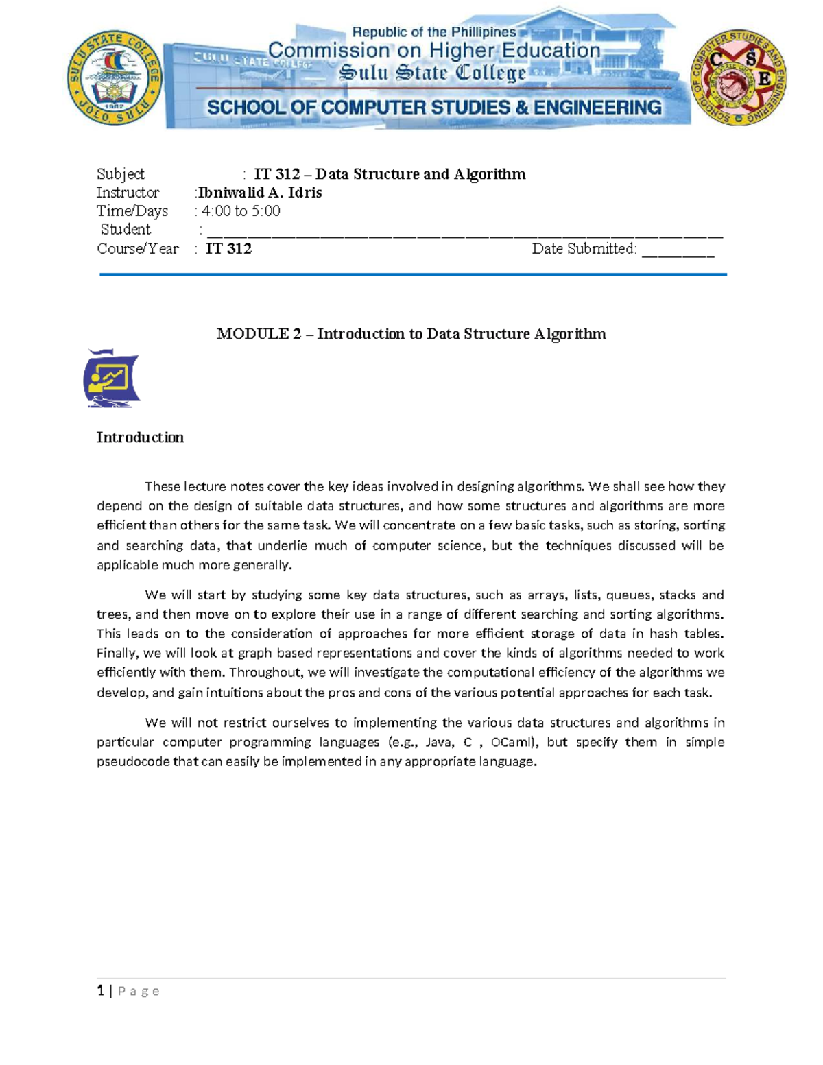 IT 312 Module 2 Lecture Notes: Data Structures & Algorithms - Studocu