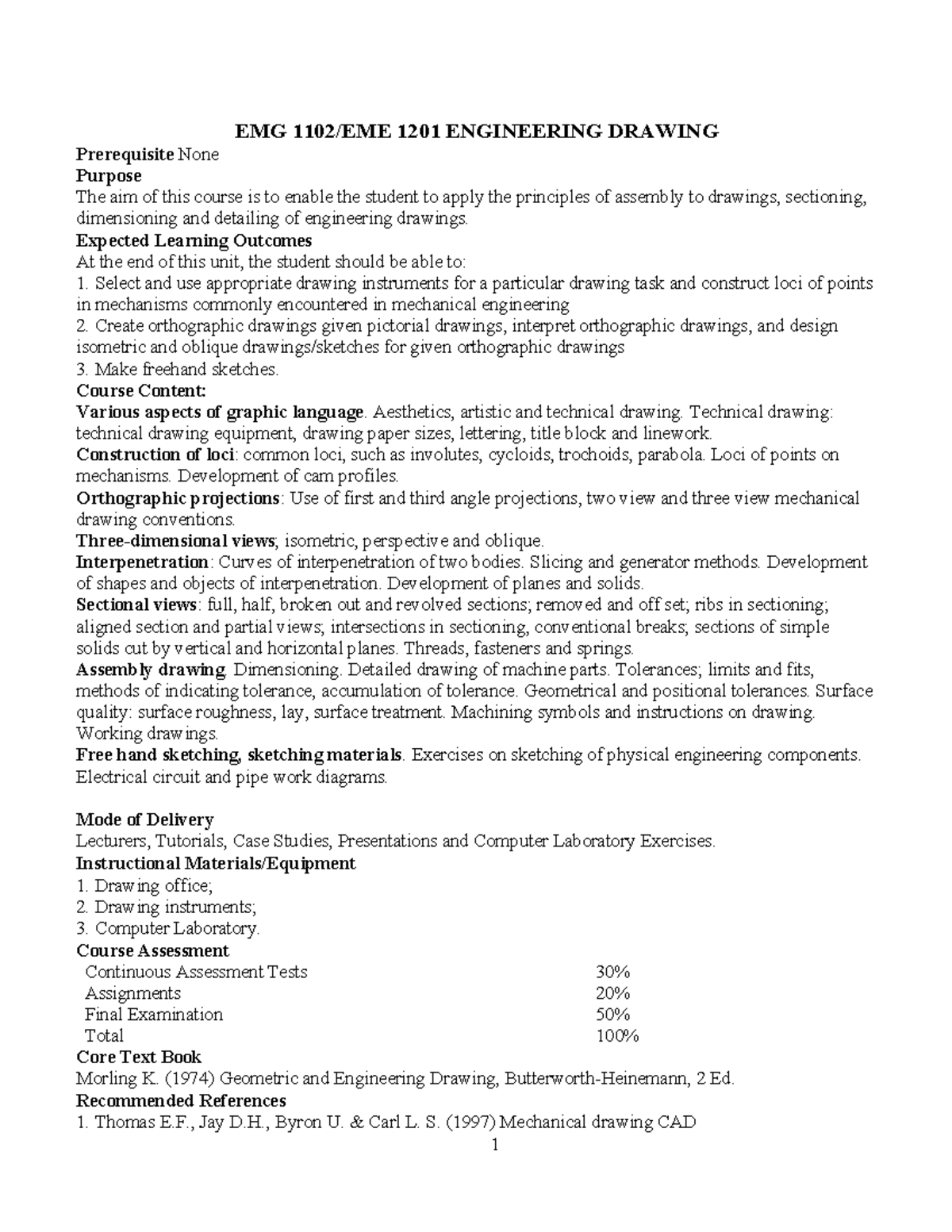 EMG 1201 Engineering Drawing: Chapter 1 Overview and Key Concepts - Studocu