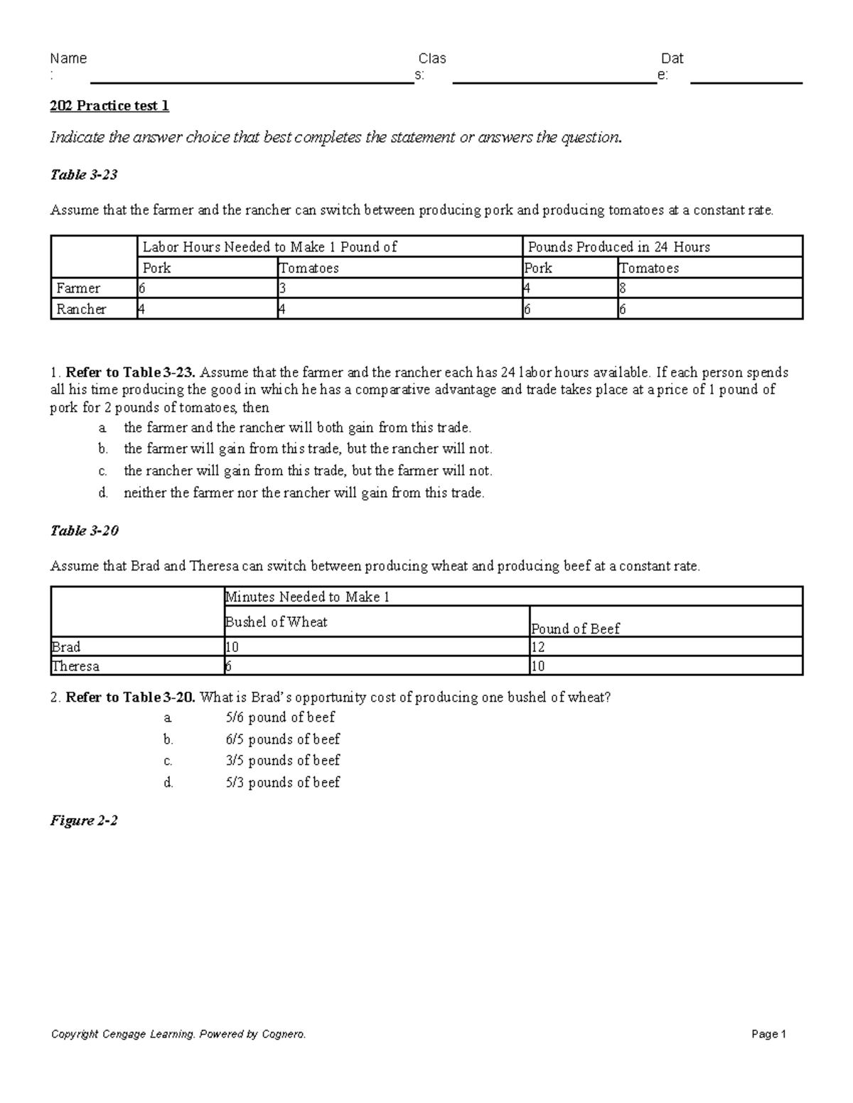 202 Economics Practice Test 1: Answer Key and Solutions - Studocu
