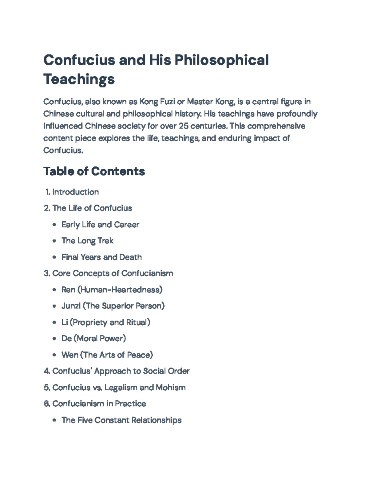 Confucius: Life, Teachings, and Legacy in Philosophy - PHIL 101 ...