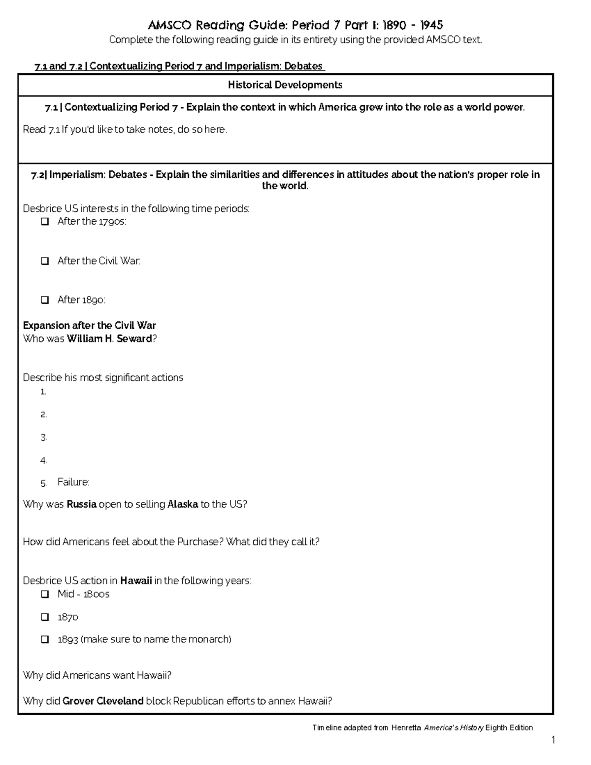 Copy of Period 7 Amsco Reading Guide Part I - Apush - AMSCO Reading ...