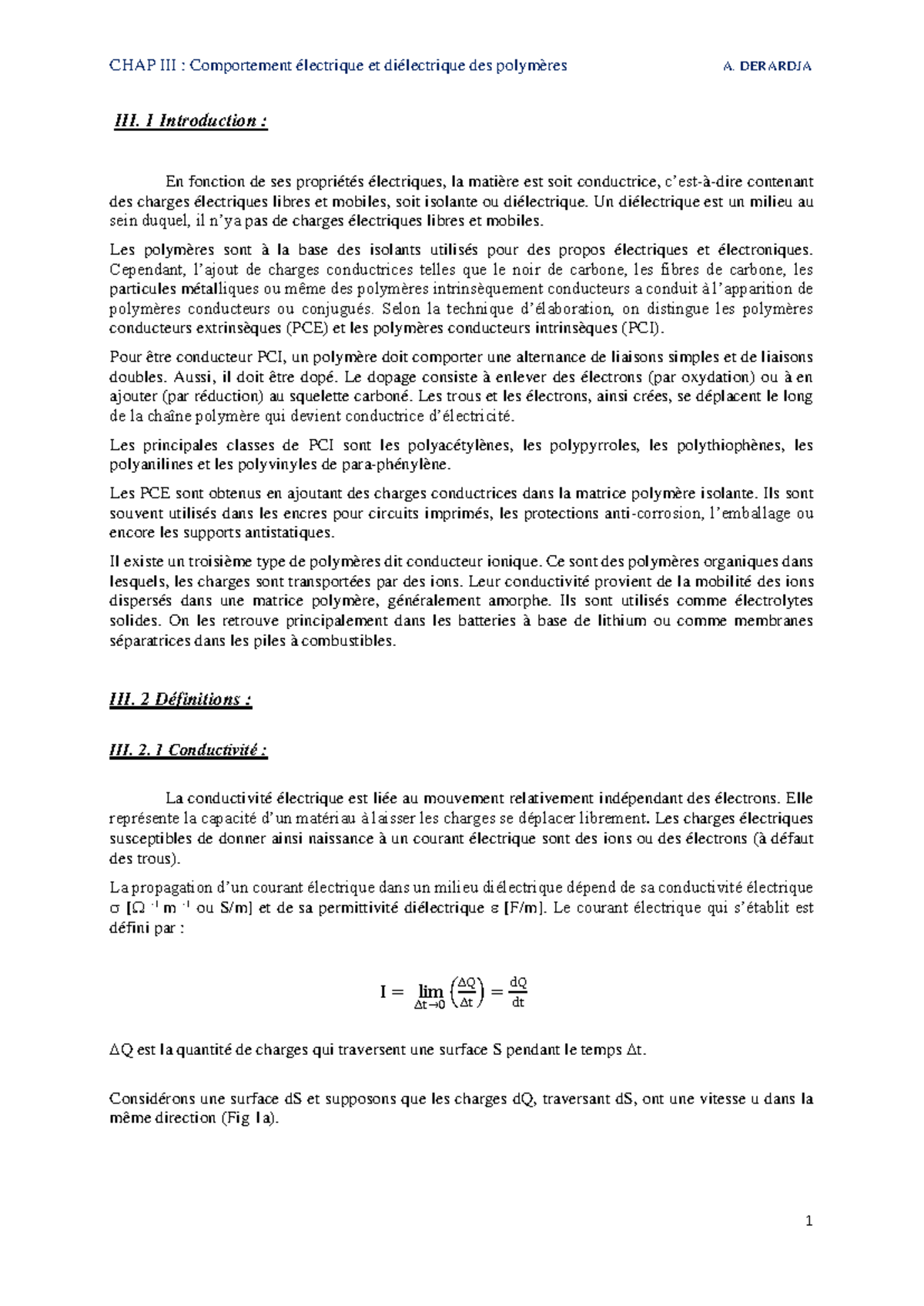 Chapitre 3 - Comportement Électrique et Diélectrique des Polymères ...
