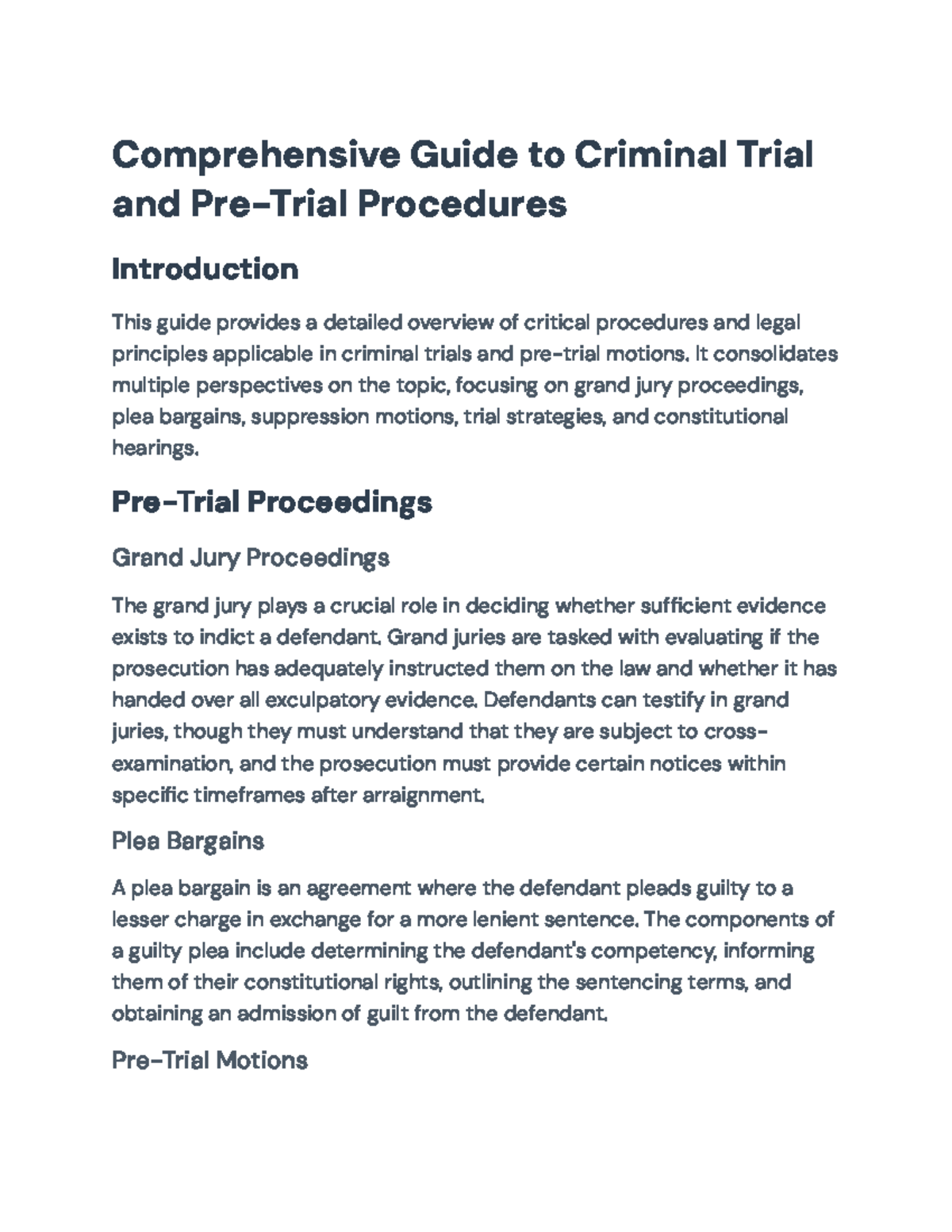 Comprehensive Guide to Criminal Trial Procedures and Motions ...