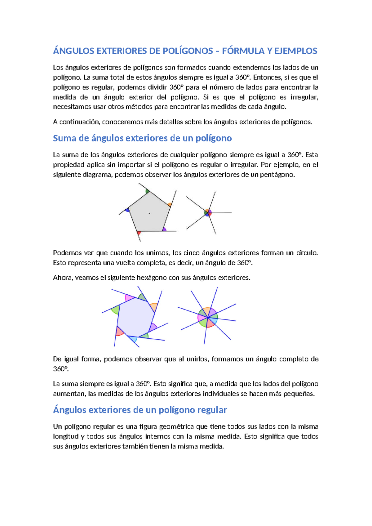 Ángulos Exteriores de Polígonos: Fórmulas y Ejemplos Explicativos - Studocu