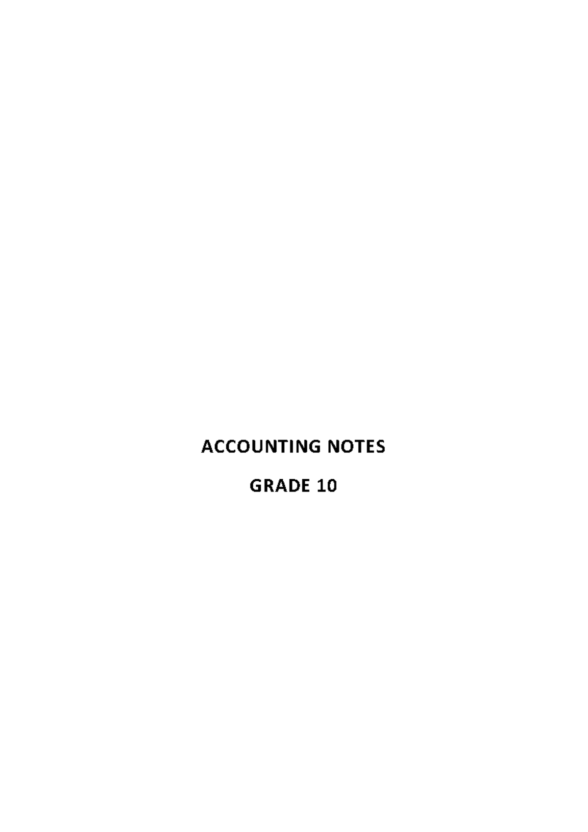 Grade 10 Accounting Notes: Informal vs. Formal Bookkeeping - Studocu