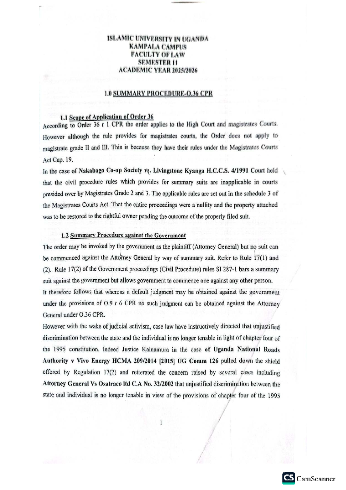 CPR 1.1-1.11 Summary of Order 36: High Court & Magistrates Courts - Studocu