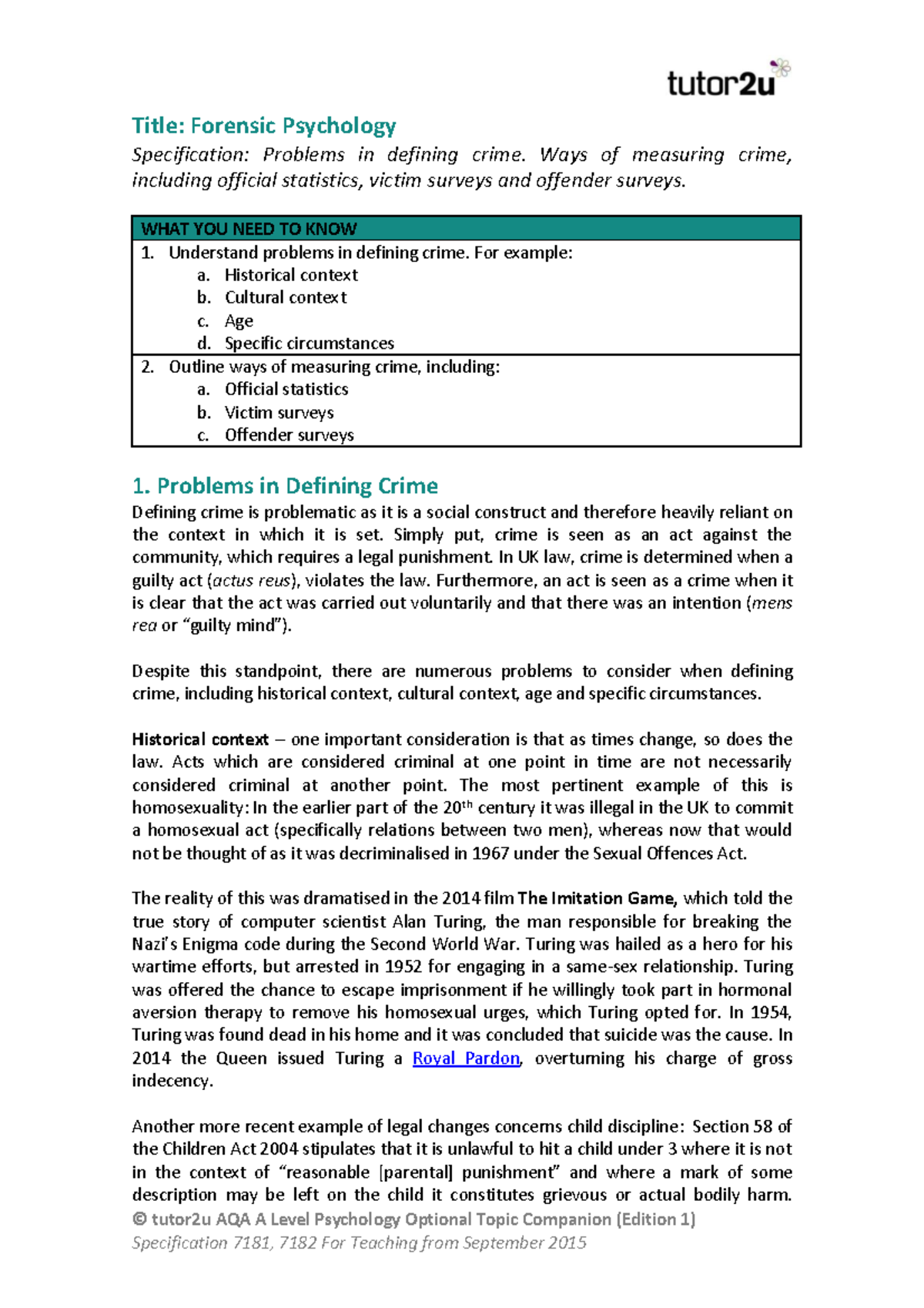 16 - psych notes - © tutor2u AQA A Level Psychology Optional Topic ...