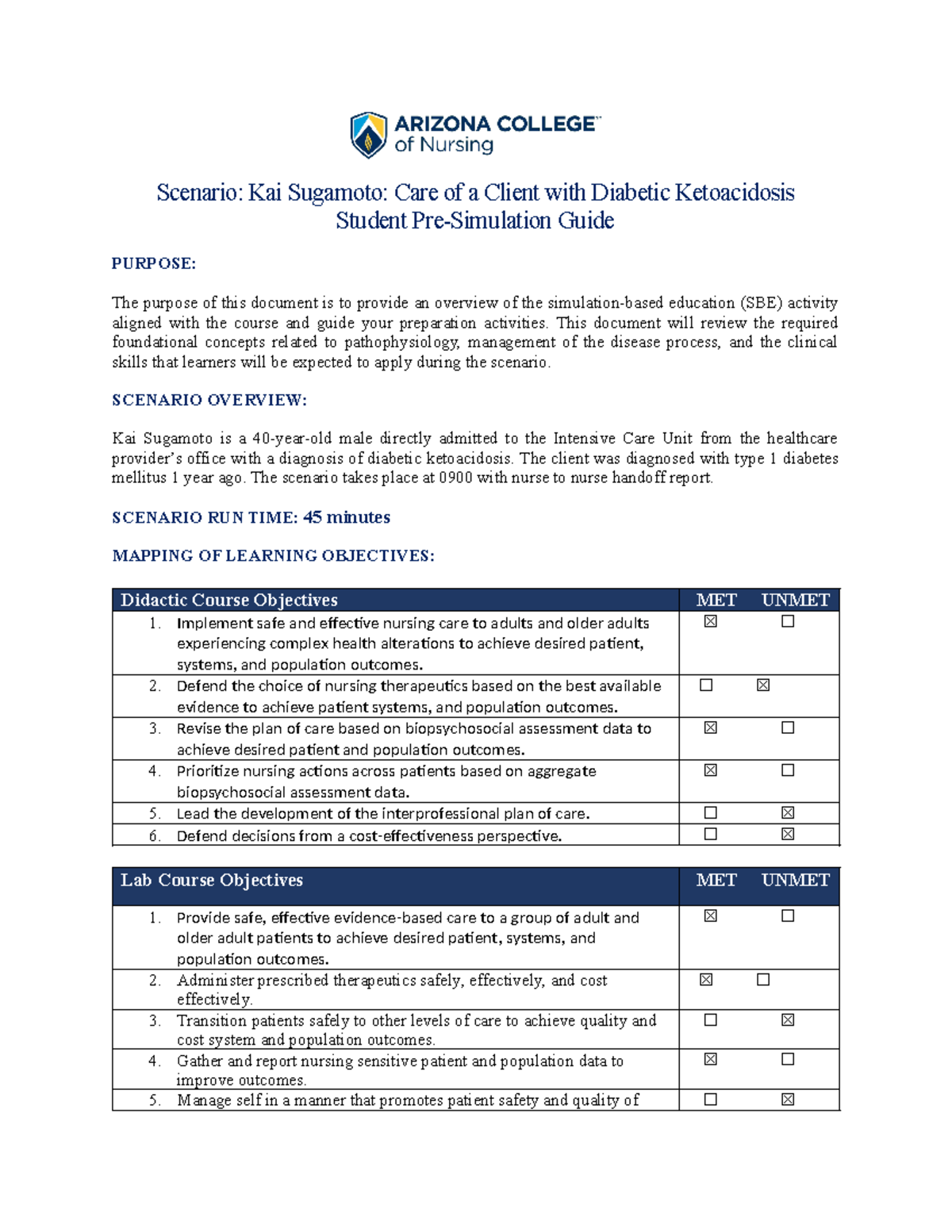 Kai Sugamoto: Client Care for Diabetic Ketoacidosis - Pre-Simulation ...