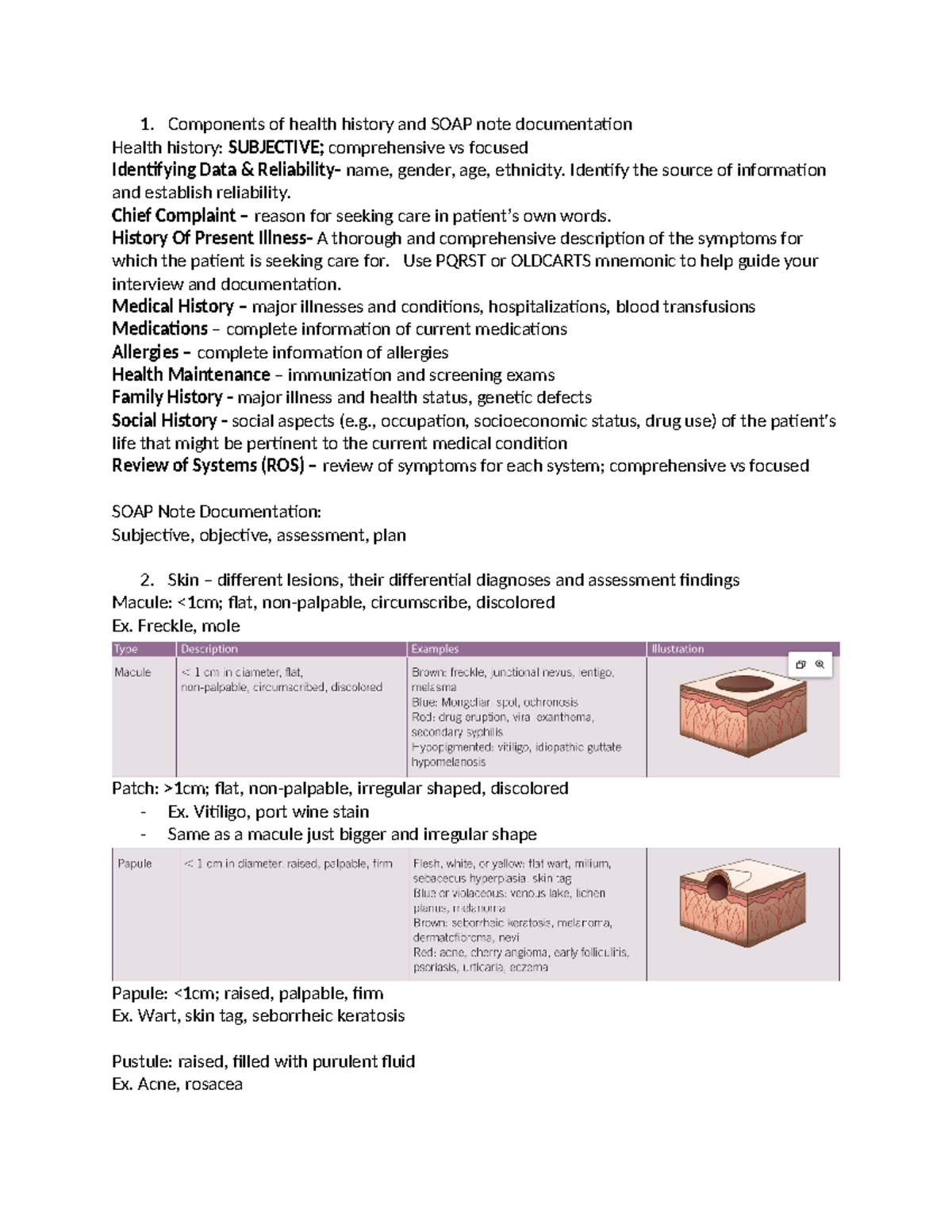 NUR 101 Midterm Exam Study Guide: Health History & Assessment ...