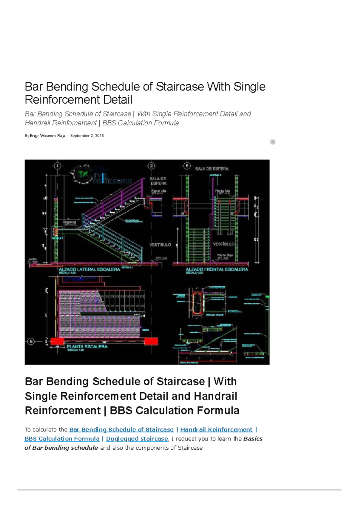 Bar Bending Schedule for Staircase with Reinforcement Details ...