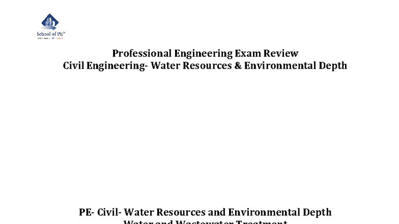 PE Civil Workshop Problems: Water Resources & Wastewater Treatment ...