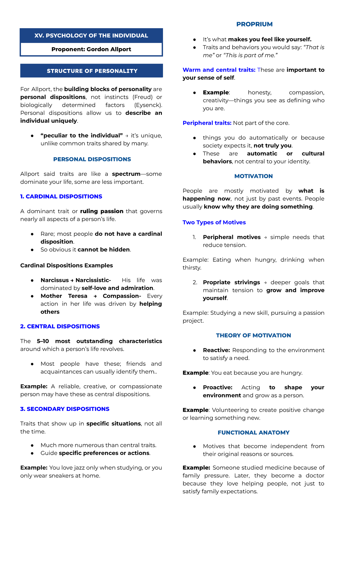 Allport's Theory of Personality: Dispositions & Motivation (PSY 101 ...